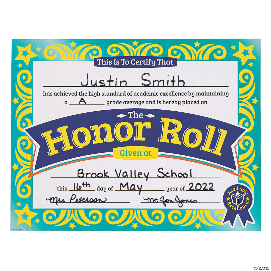 Certificates: Honor Roll - Set of 180 | NIMCO, Inc.